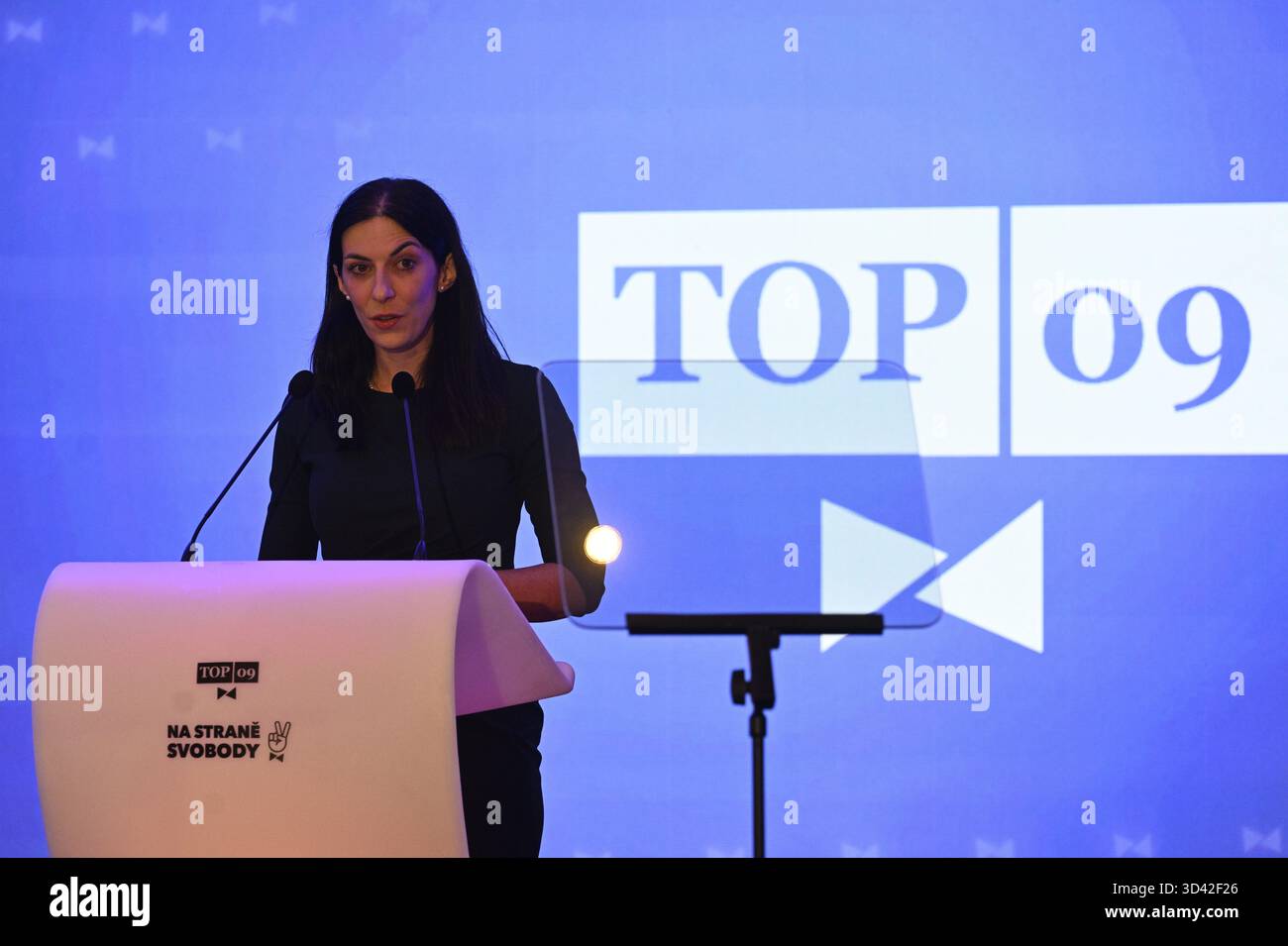 Outgoing TOP 09 chairwoman Marketa Pekarova Adamova during a speech at ...
