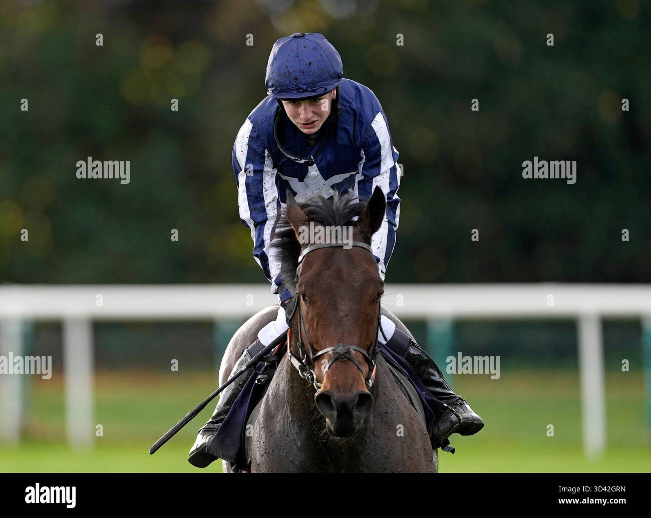 Jockey Toby Moore riding Talis Evolvere after the Virgin Bet Training ...
