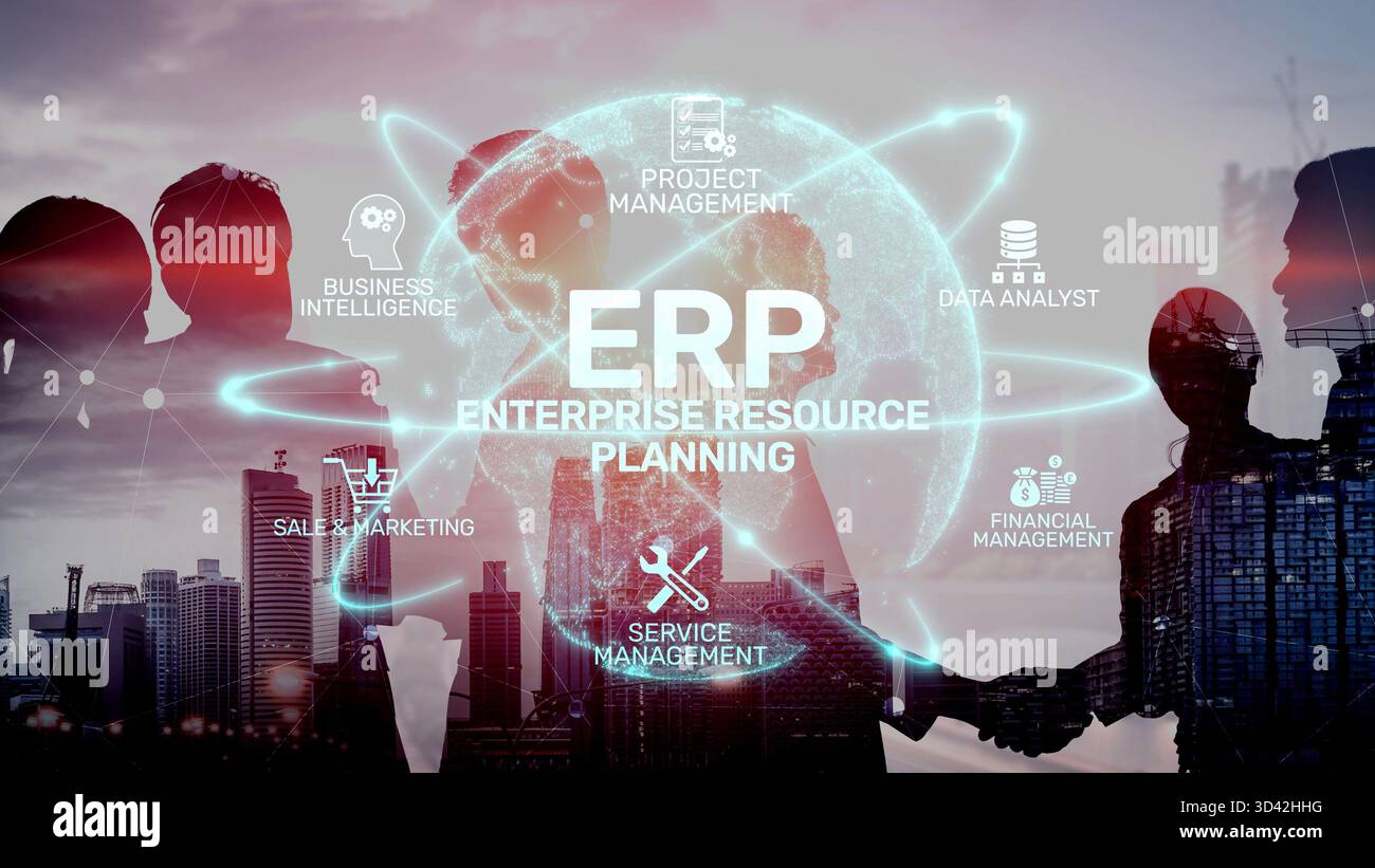 ERP platform visual showing centralized system for enterprise resource ...