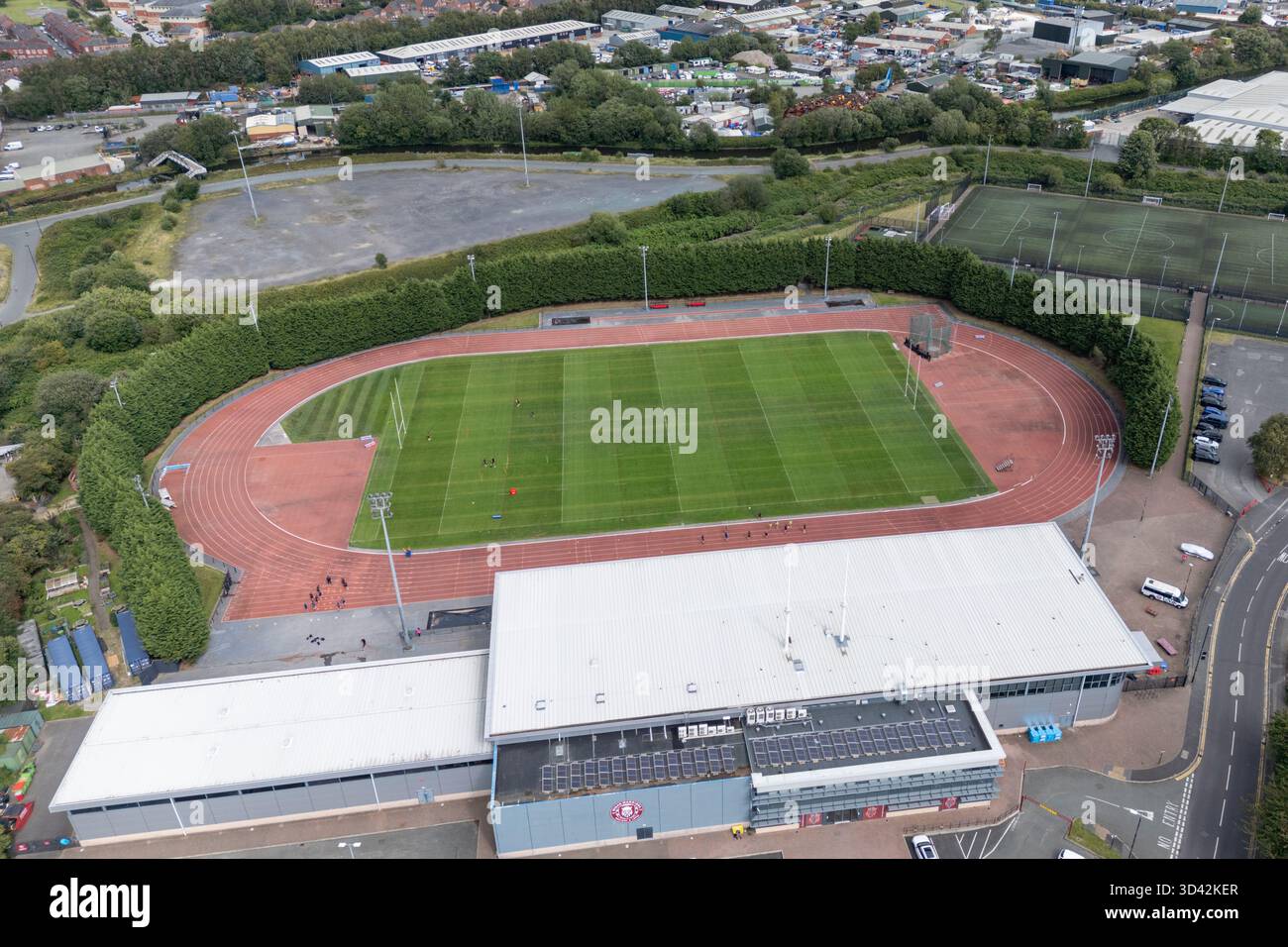 Aerial view of the Robin Park Arena, Wigan, Greater Manchester, UK ...