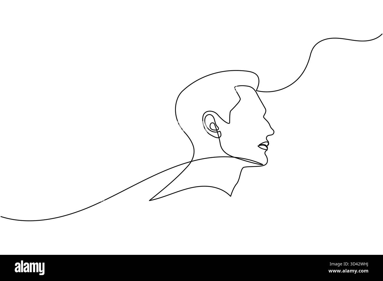 Man face profile continuous one line drawing minimalist style isolated ...