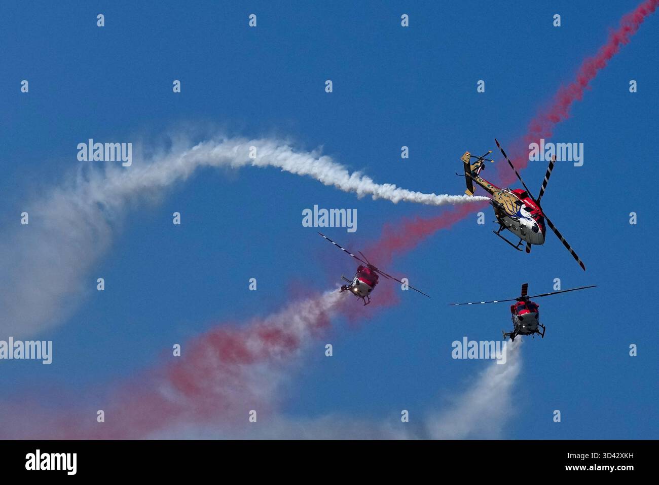 Sarang, a helicopter display team perform in a formation during 93rd ...