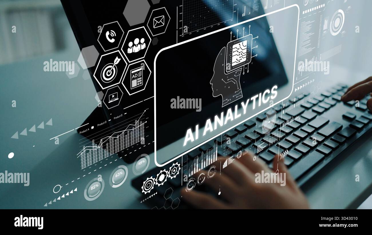 Modern Laptop Displaying AI Analytics Interface with Data ...