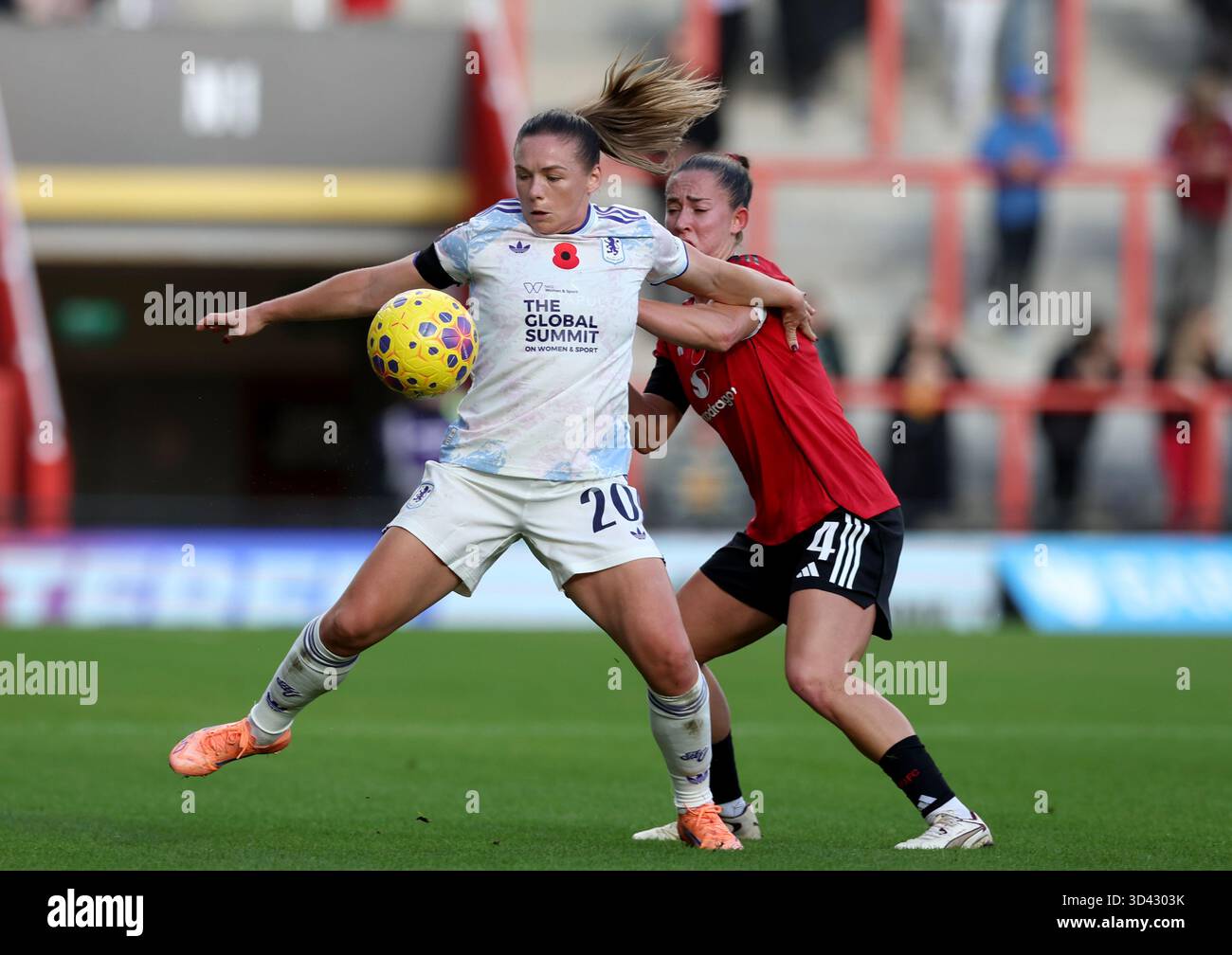 Aston Villa's Kirsty Hanson (left) and Manchester United's Maya Le ...