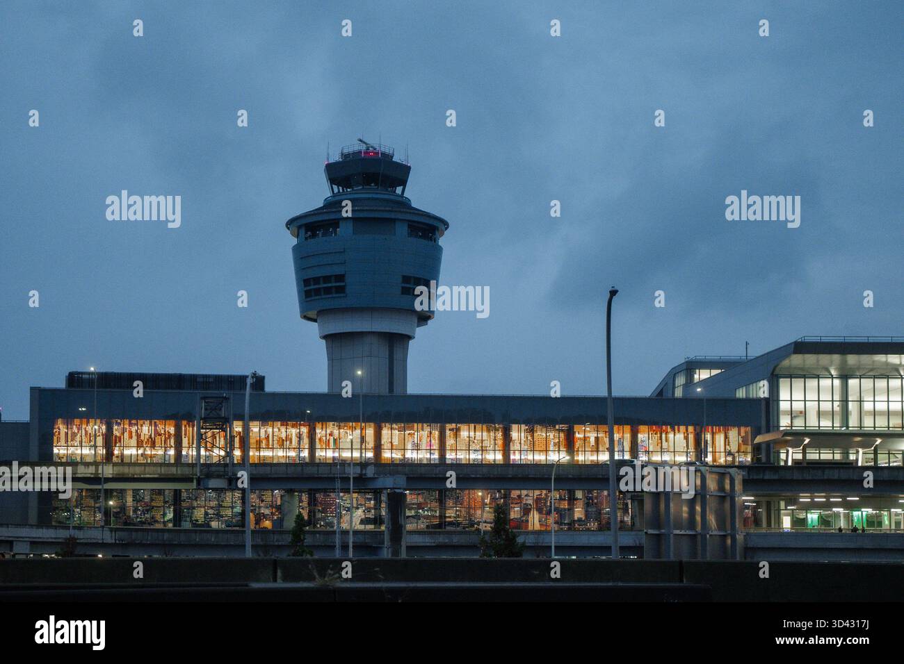 A control tower is seen at Laguardia International Airport on Saturday ...
