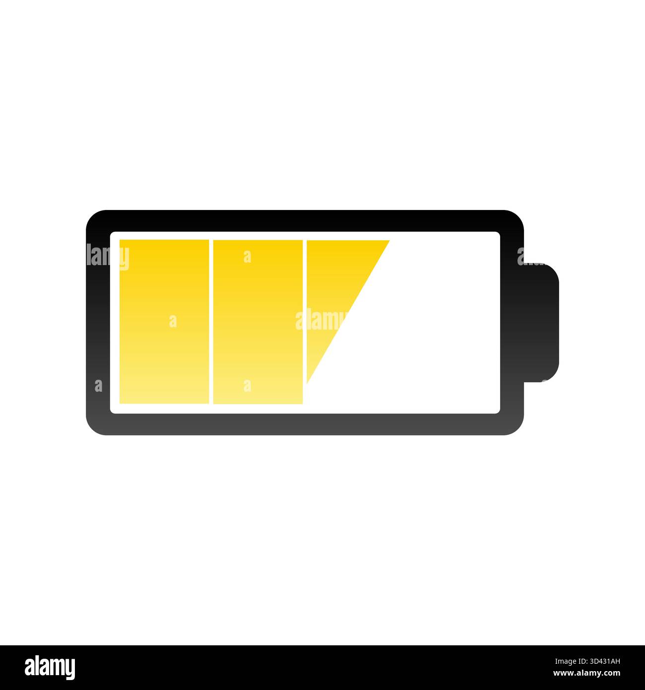 Battery charge icon. Three quarter level. Yellow power Vector indicator ...