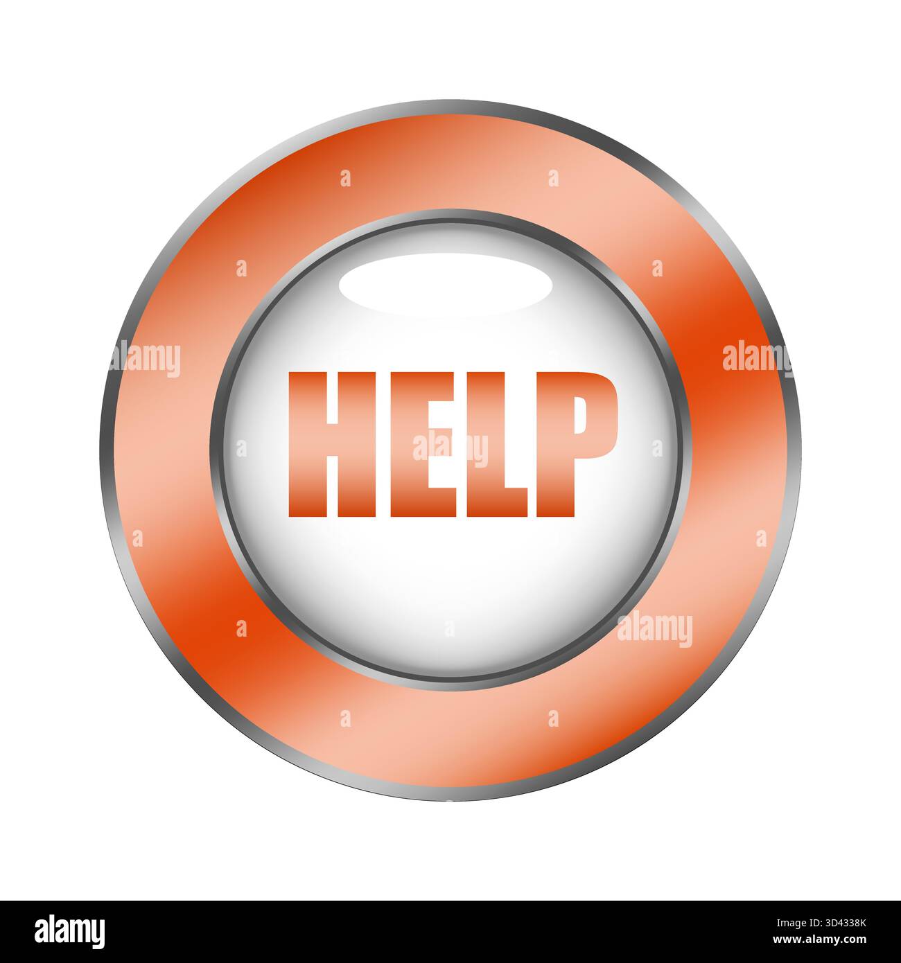 Help button icon. Orange metallic ring. Customer service symbol. Vector ...