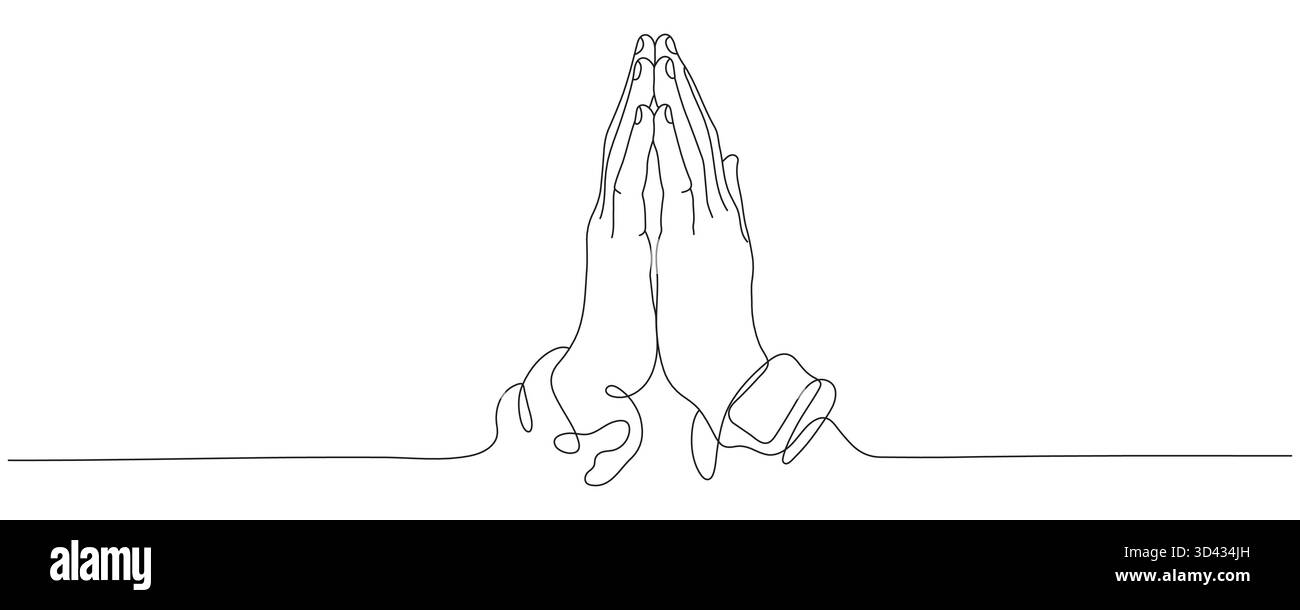 One Line Continuous Drawing of Raising Hands for Dua Pray. Islamic ...