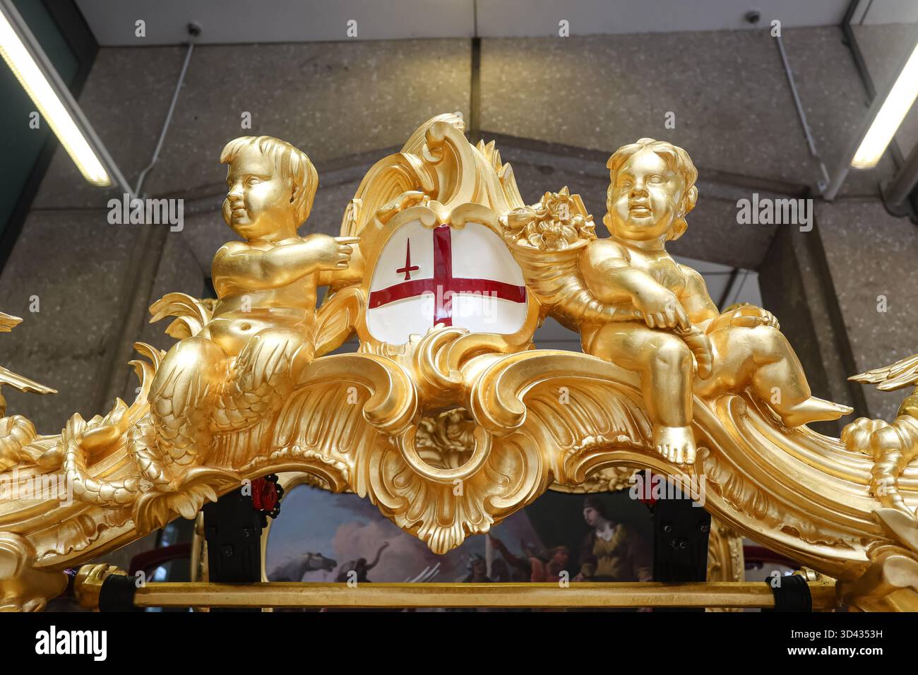 Gilded carvings and intricate paintings on the historic state coach ...
