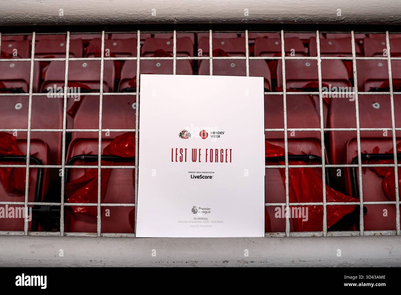 The back cover of the remembrance match programme during the Premier ...