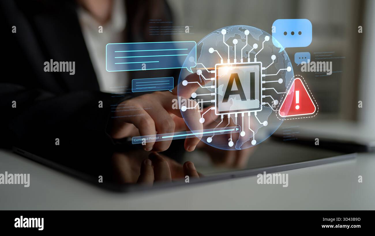 AI interface showing prompt error warning and system alert. AI prompt failure can lead to ...