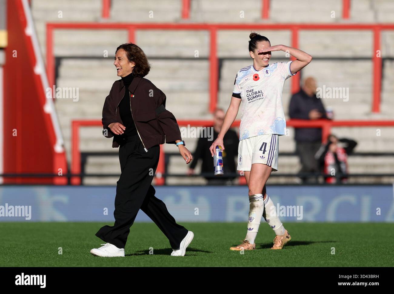 Aston Villa manager Natalia Arroyo (left) and Anna Patten celebrate on ...