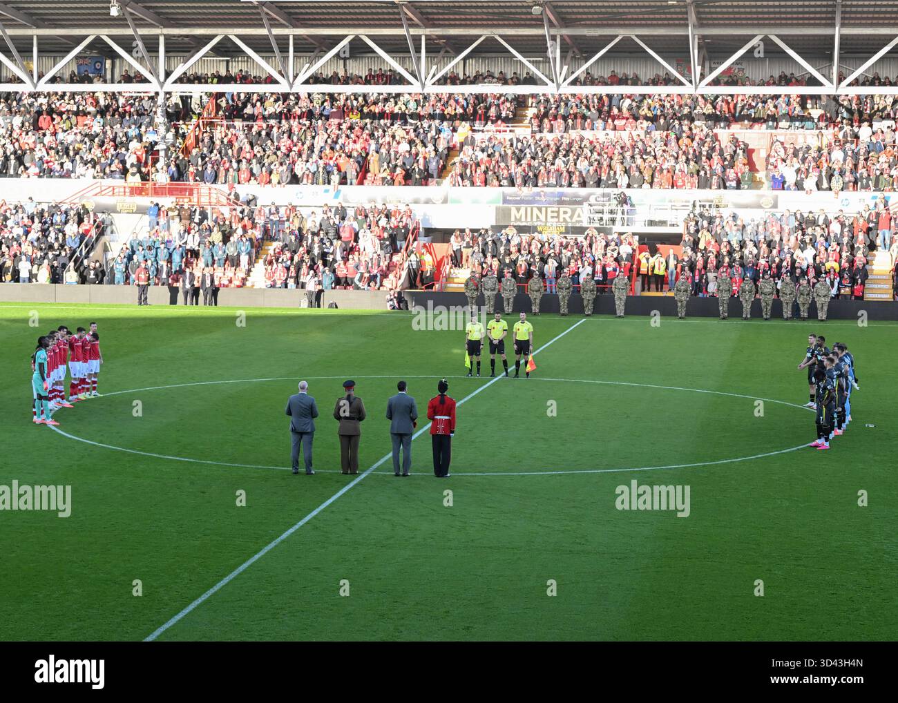 Wrexham and Charlton Athletic players observe a moments silence for ...
