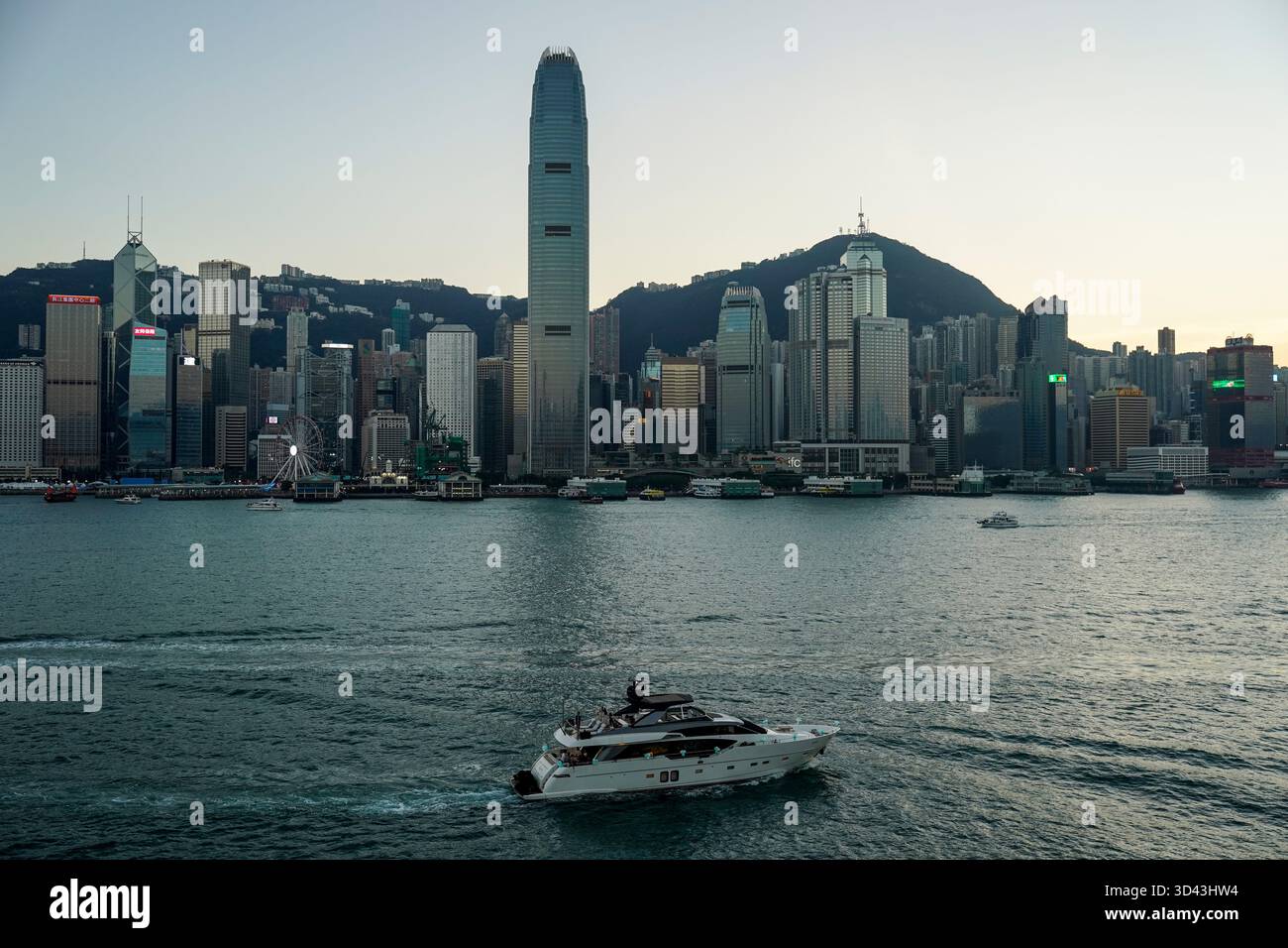 A yacht sailing in Victoria harbor on November 8, 2025 in Hong Kong ...
