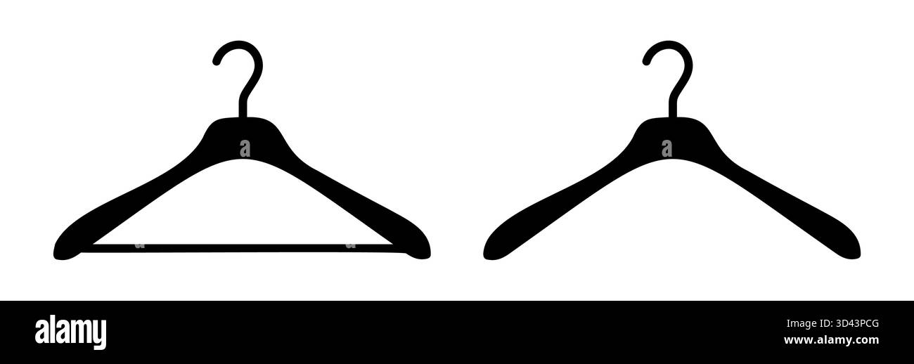 Hanger wardrobe icon. Cloakroom black silhouette pictogram collection ...