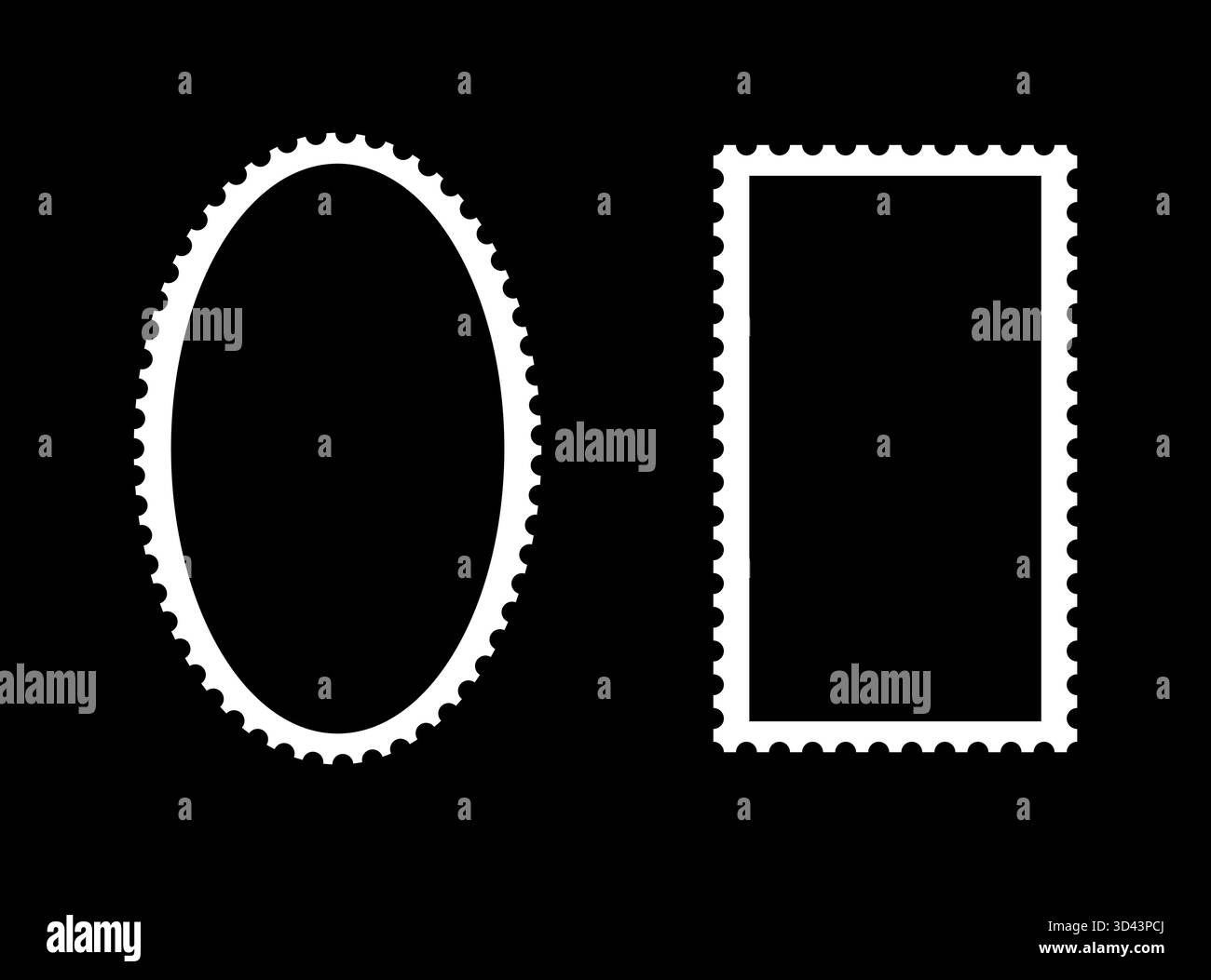 Postage stamp retro empty frames template. White borders for postcards ...