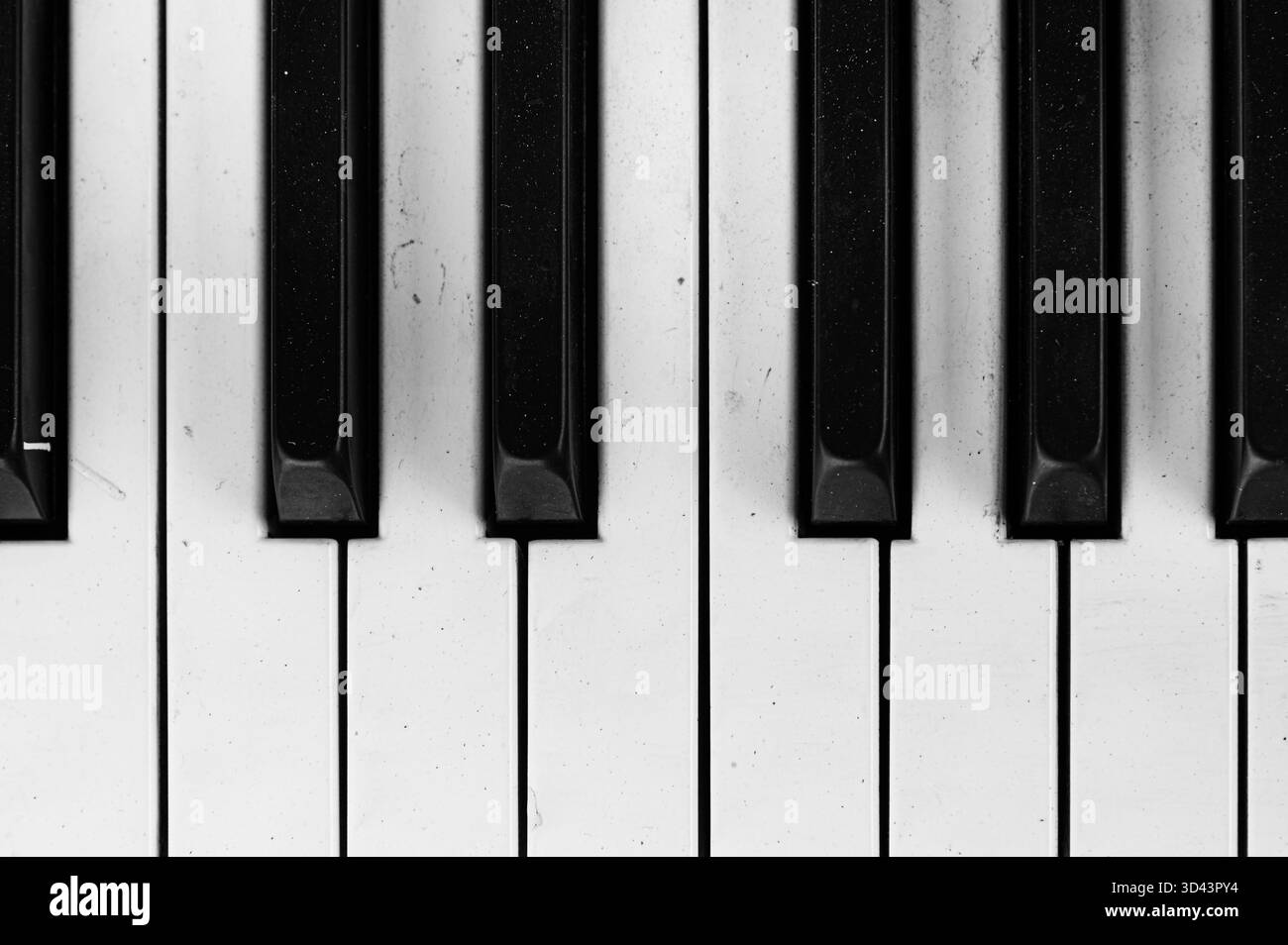 Dusty piano keys, black and white, top view, close-up Stock Photo - Alamy