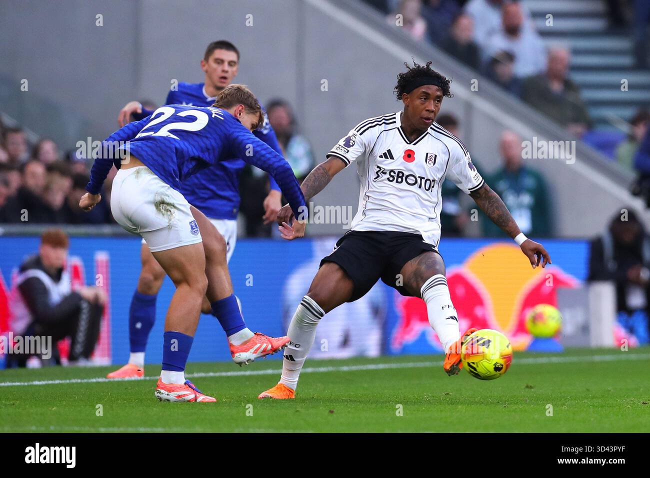 Kiernan Dewsbury-Hall of Everton plays the ball away from Kevin of ...