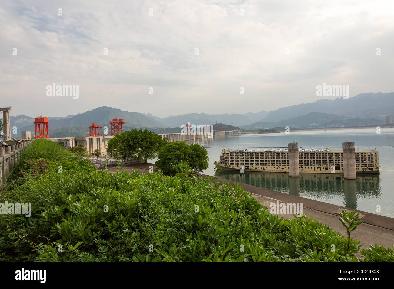 Cargo Vessel Ascending the Three Gorges Dam Ship Lift at Sandouping ...