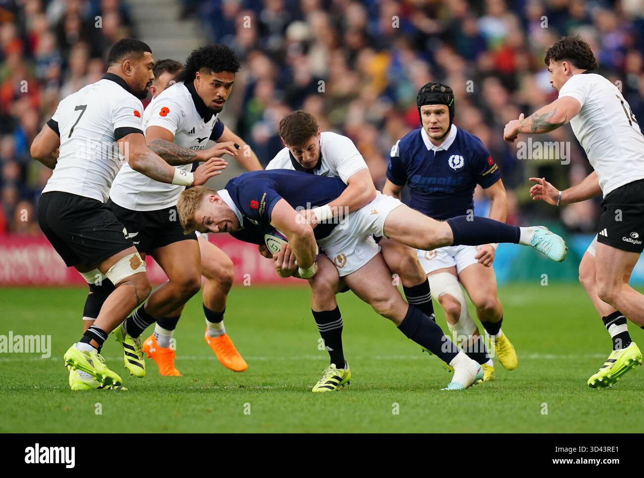 Scotland's Kyle Steyn gets tackled during the Quilter Nations Series ...