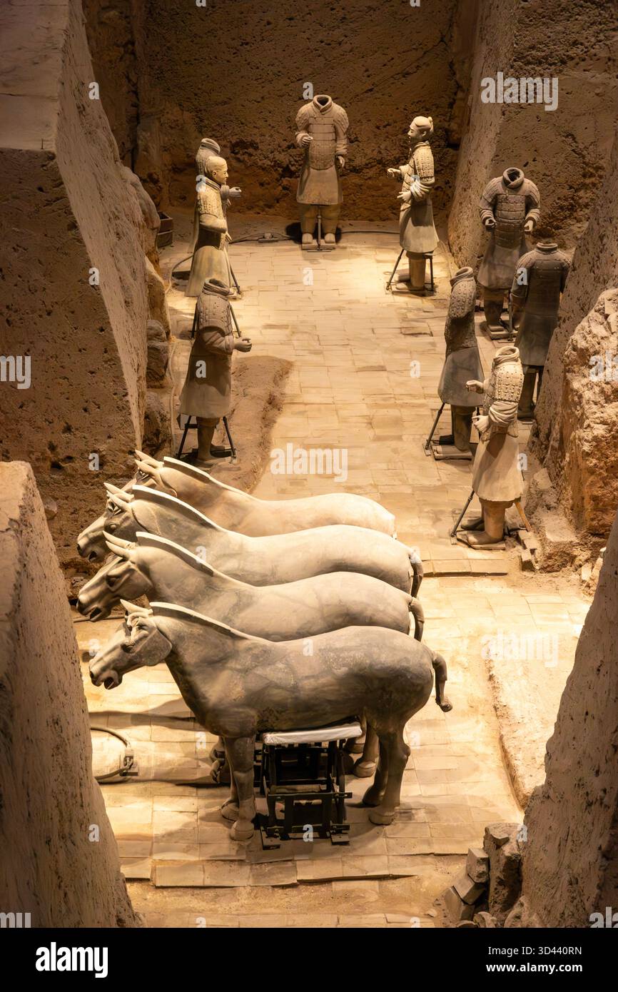 Terracotta army soldiers and horses in the mausoleum tomb of Qin Shi ...