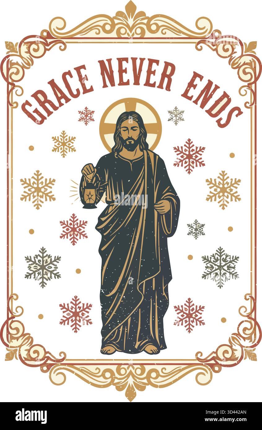 "Grace Never Ends" Christian Winter Art Stock Vector Image & Art - Alamy
