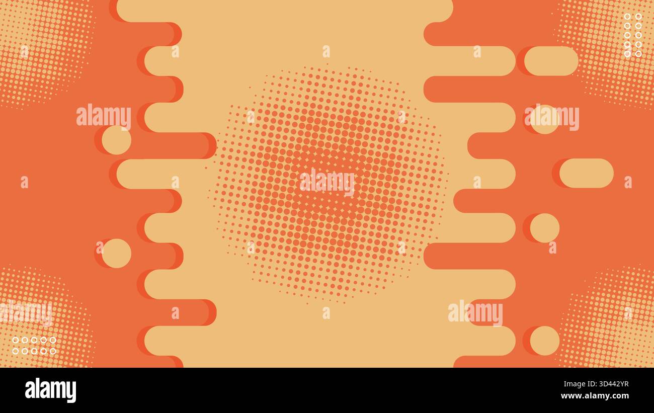 Abstract Orange Rounded Lines Background with Halftones Effect Dynamic ...