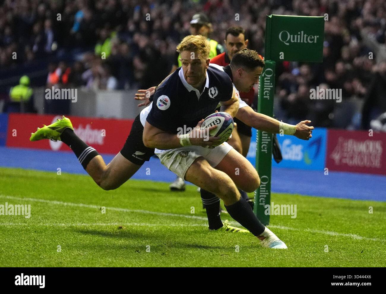 Scotland's Kyle Steyn scores their side's second try during the Quilter ...