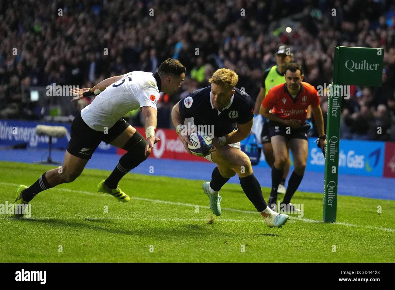 Scotland's Kyle Steyn scores their side's second try during the Quilter ...