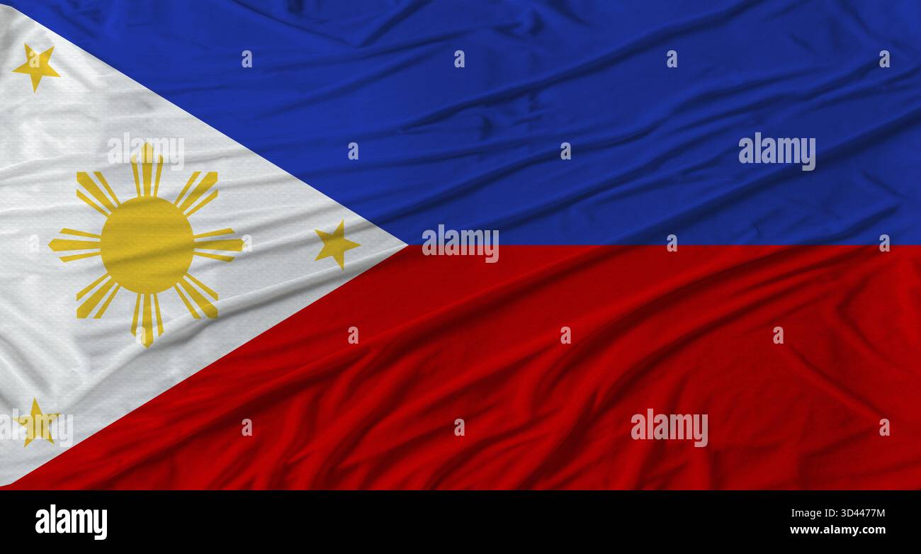 Filipino flag waving Flag of the Philippines with cloth texture Stock ...