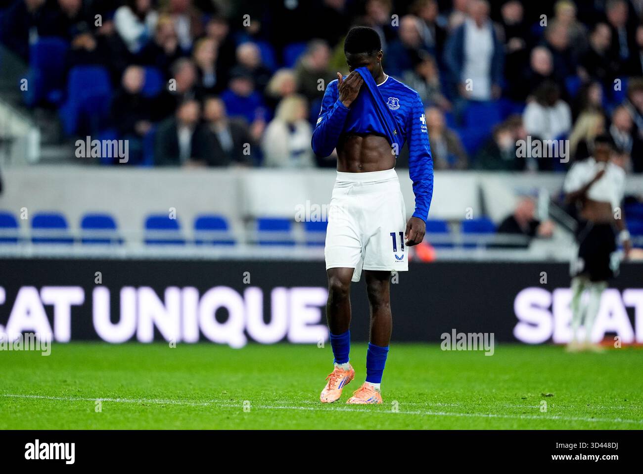 Everton's Thierno Barry during the Premier League match at the Hill ...