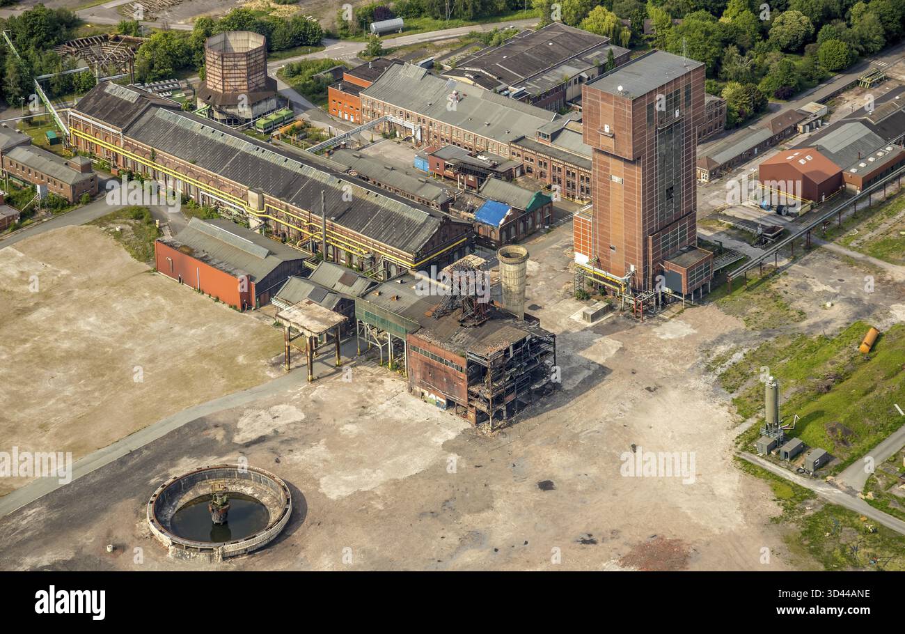 Aerial view of the former Heinrich Robert coal mine with mining tower ...