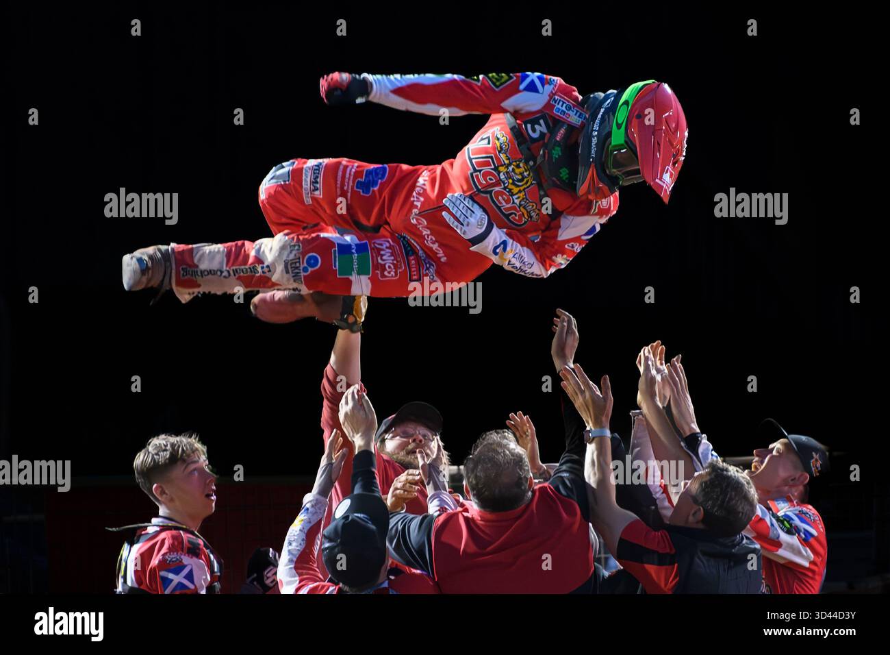Danish Speedway Rider Ben Basso Gets The Celebratory Bumps From His At ...