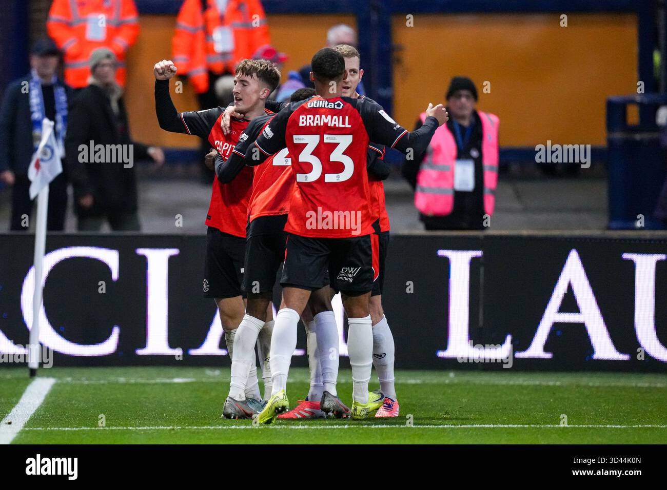 Isaiah Jones (25) of Luton Town celebrates after he scores his team’s ...