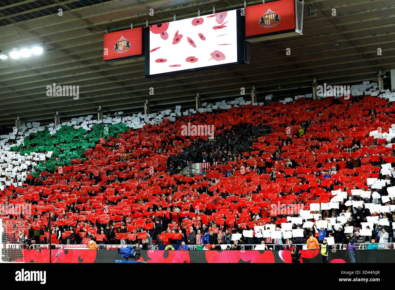 A general view of a poppy tifo banner for Remembrance Sunday before the ...