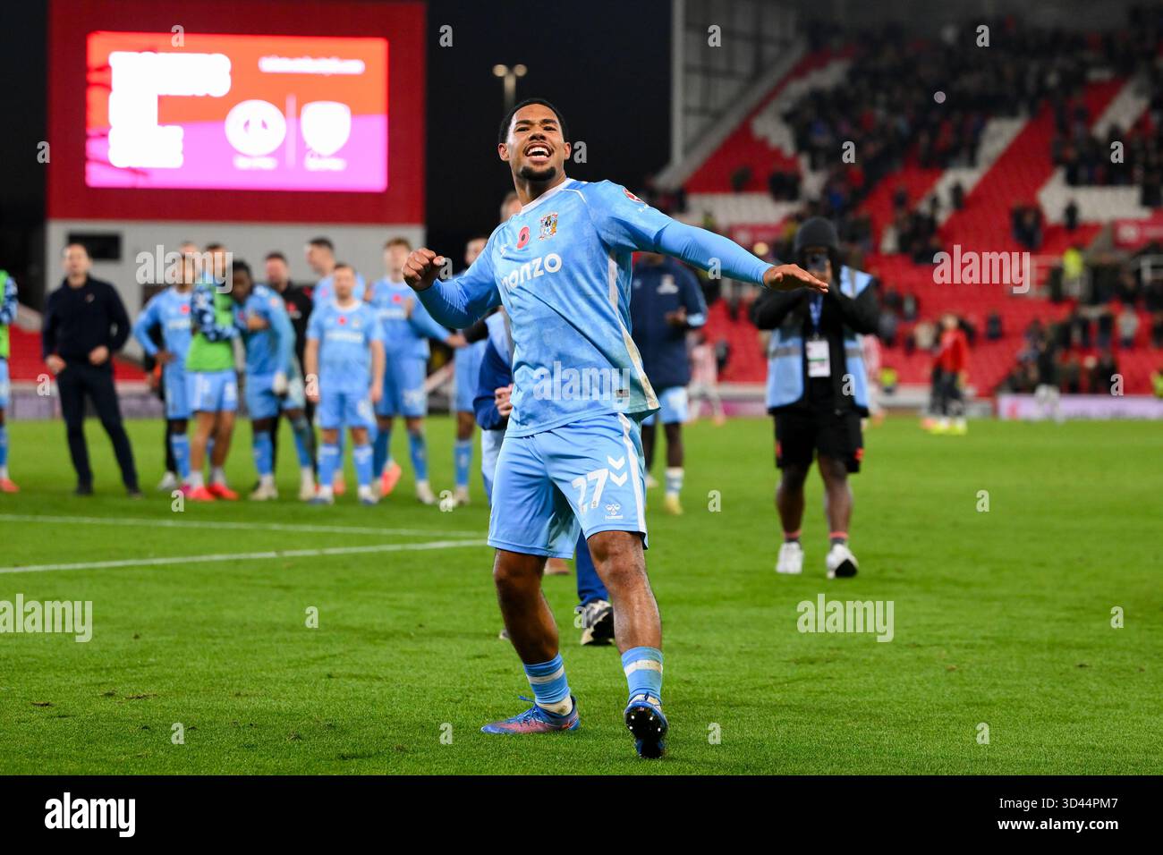 Milan van Ewijk of Coventry City celebrates victory during the Sky Bet ...