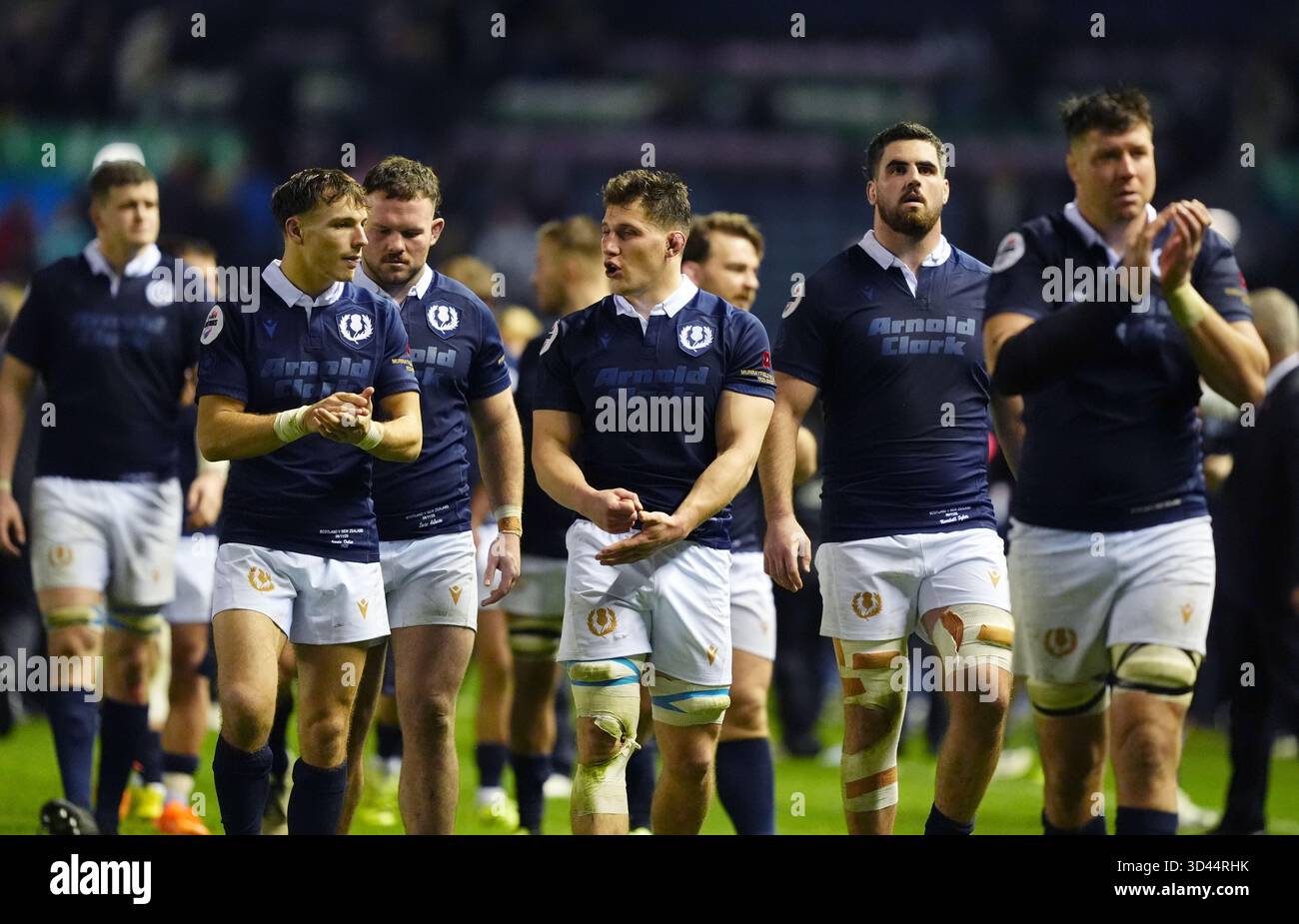 Scotland's Rory Darge (centre) and team-mates appear dejected after the ...