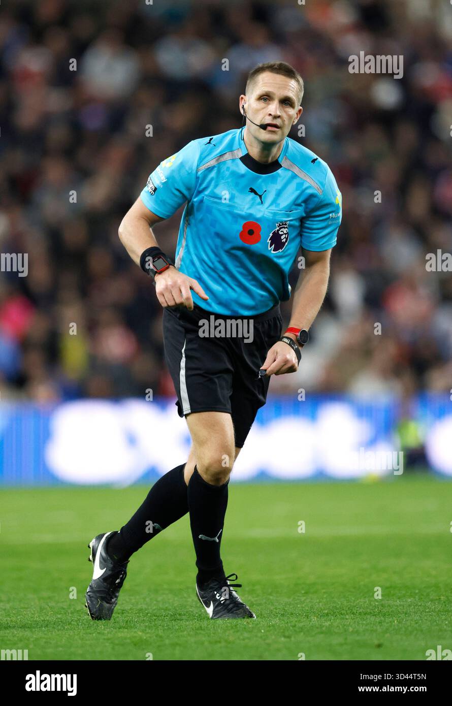 Referee Craig Pawson during the Premier League match at the Stadium of ...