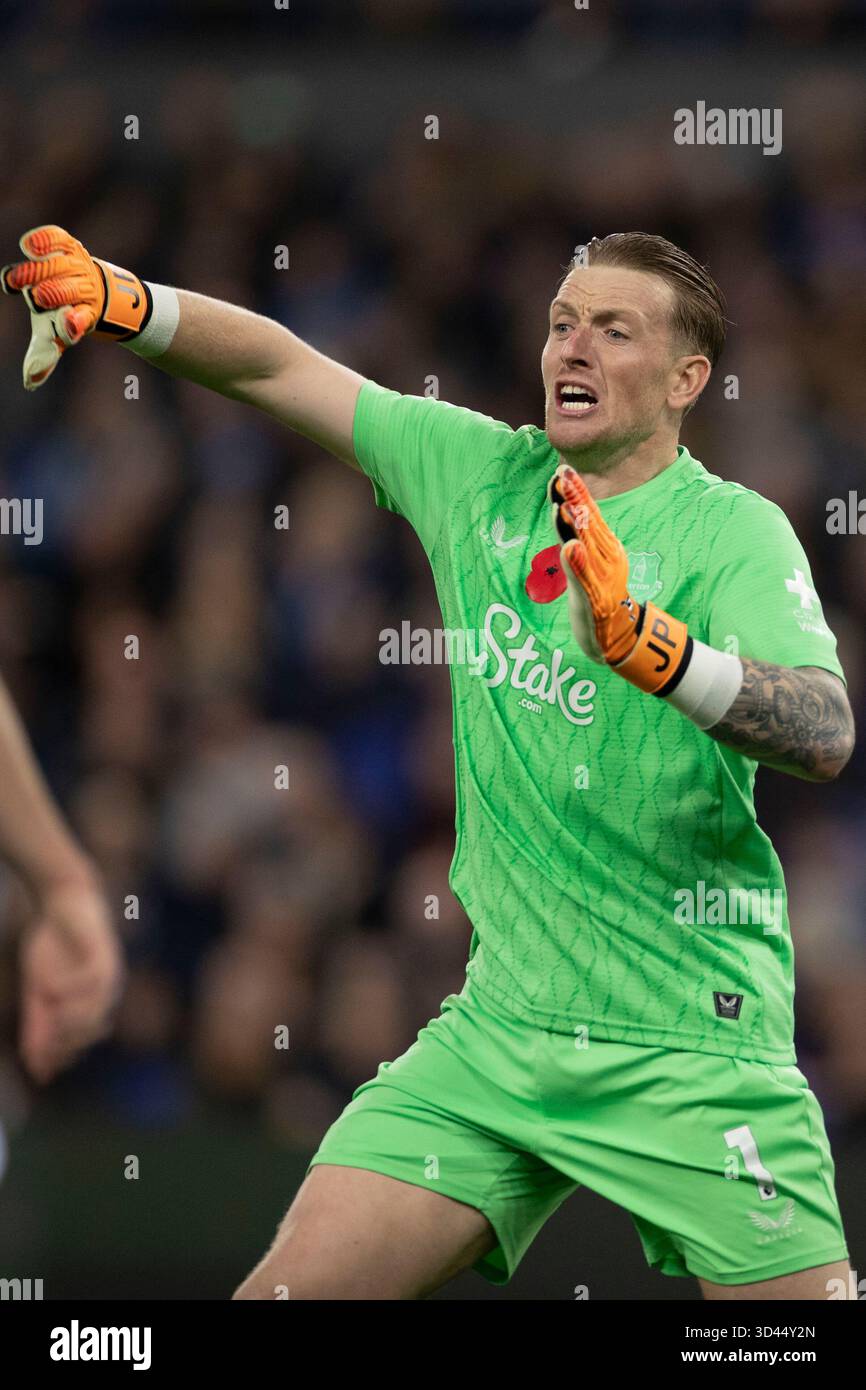 Everton FC #1 Jordan Pickford gesticulates during the Premier League ...