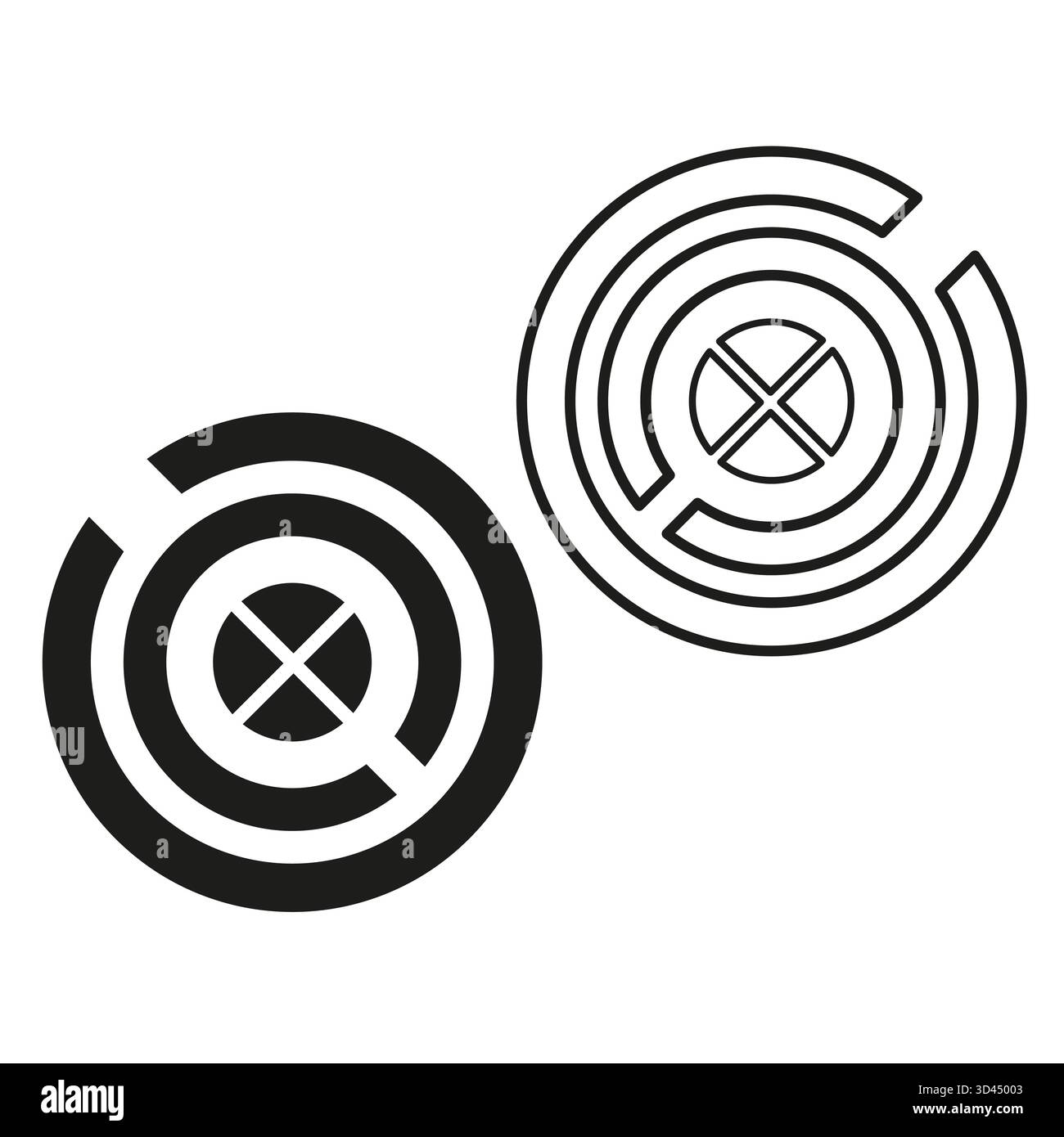 Vector circle patterns. Abstract geometric forms. Intersecting line ...