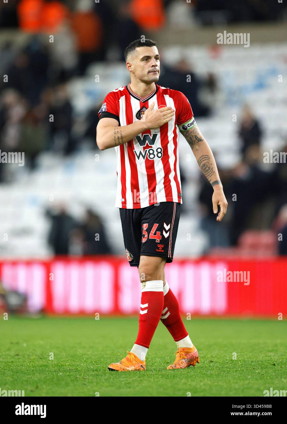 Sunderland's Granit Xhaka celebrates after the final whistle in the ...