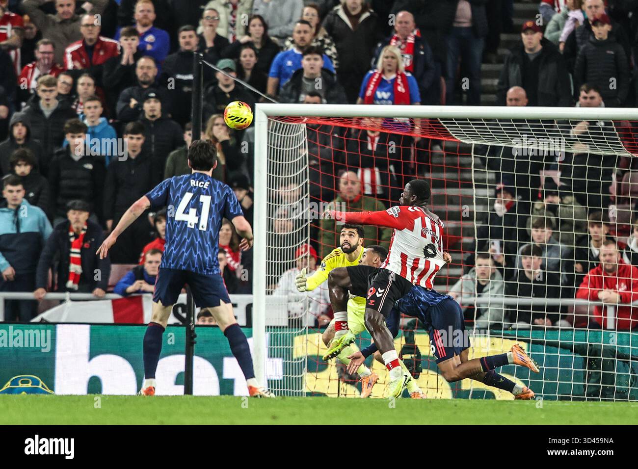 Marc Guiu of Sunderland scores to make it 2-2 during the Premier League ...