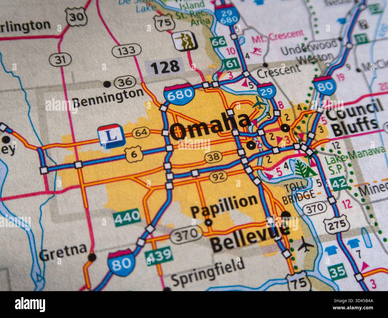 Iowa road highway map hi-res stock photography and images - Alamy