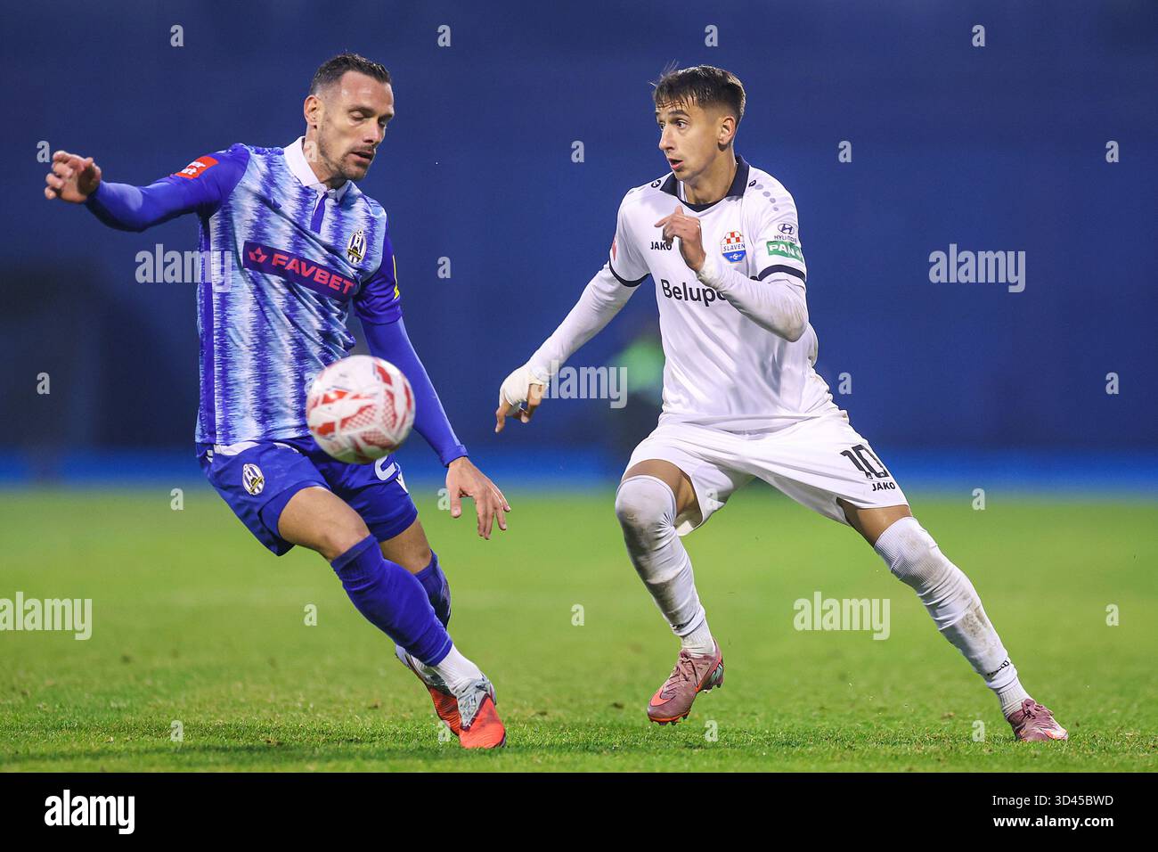 Marko Vesovic of Lokomotiva and Mihail Caimacov of Slaven Belupo during ...