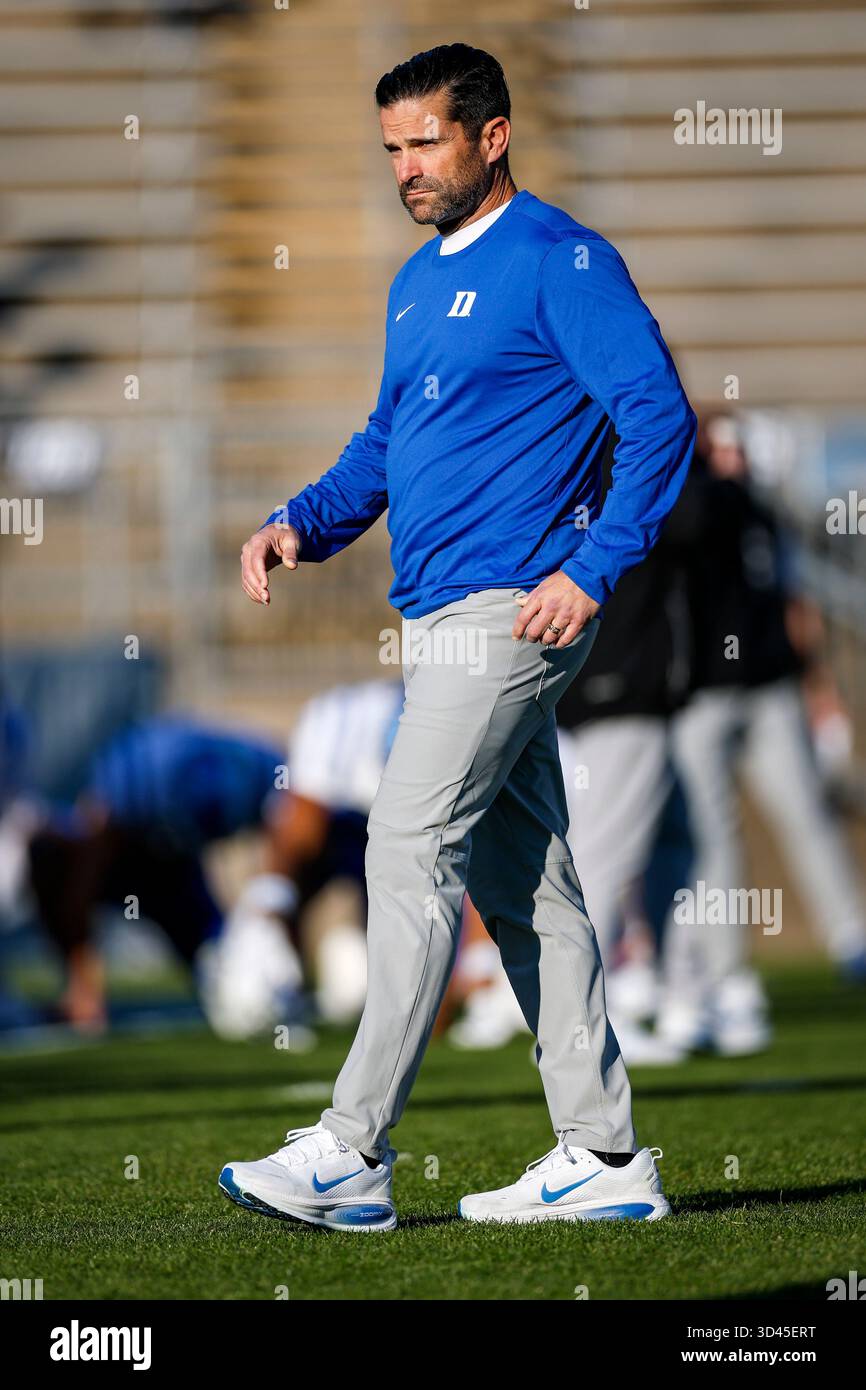 November 8, 2025: Duke Blue Devils head coach Manny Diaz walks the ...