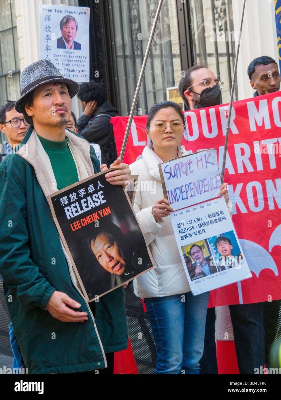 London, UK. 8 Nov 2025. Trade unionists protested outside the Chinese ...