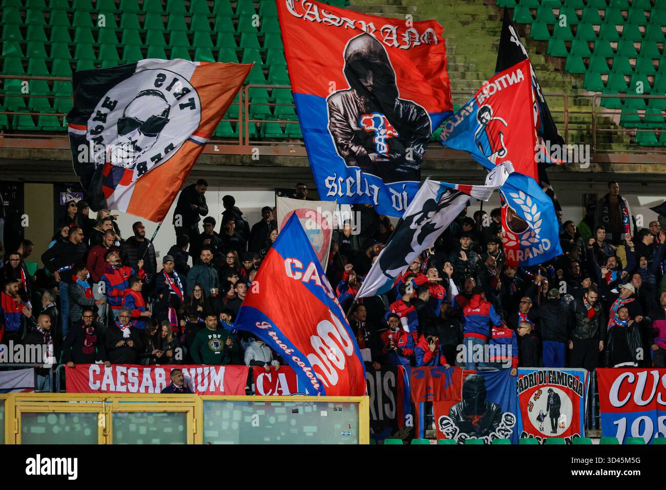 Fans of Casarano wave flags during the the match of Serie C football ...