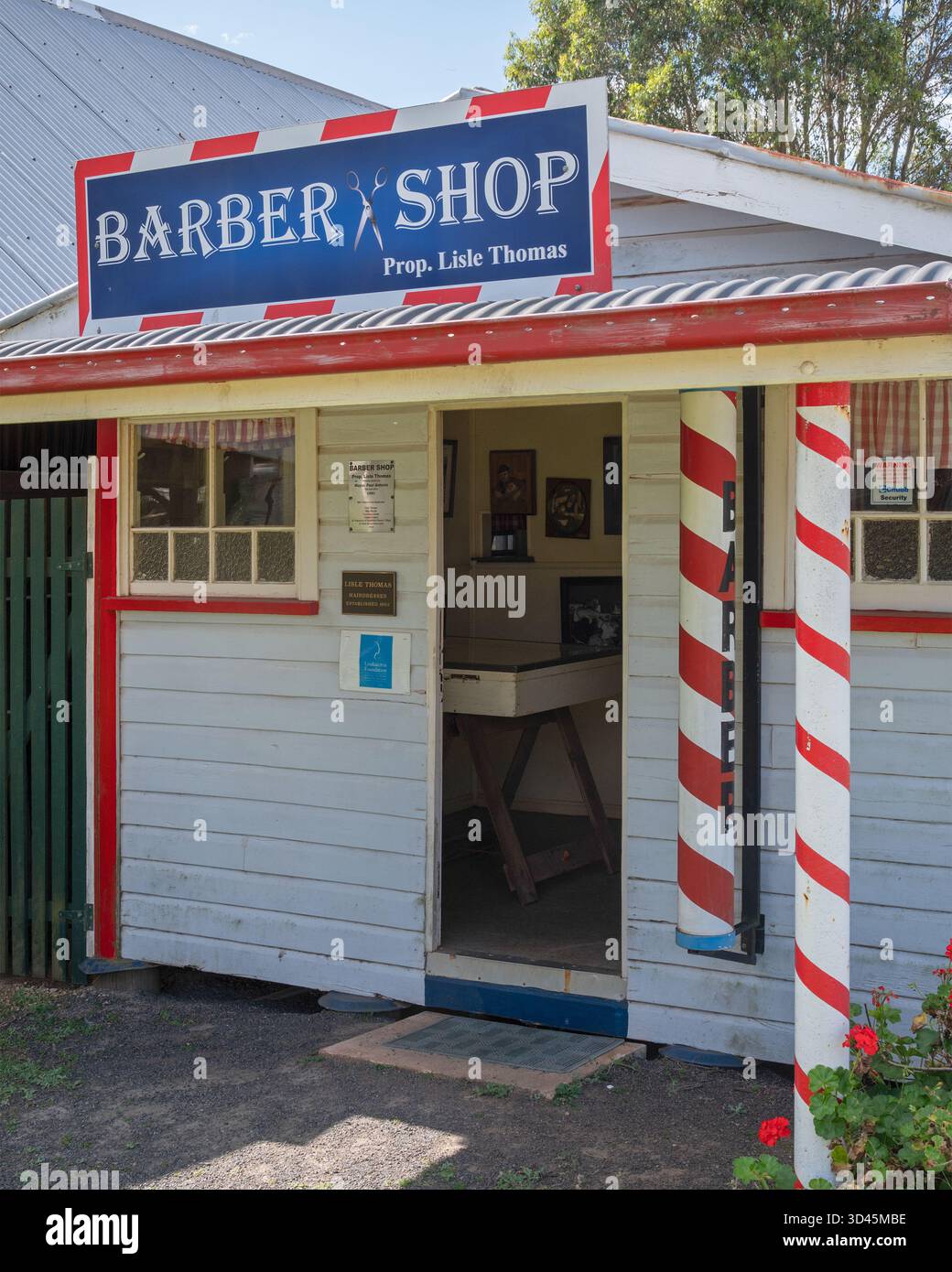 A old style traditional Barbers shop at Highfields Pioneer Village ...
