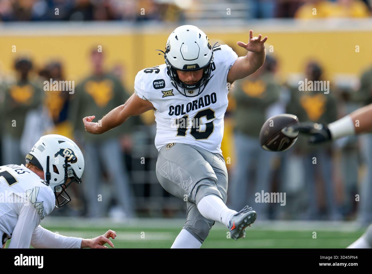 November 8, 2025: Colorado Buffaloes kicker Alejandro Mata (16) kicks a ...