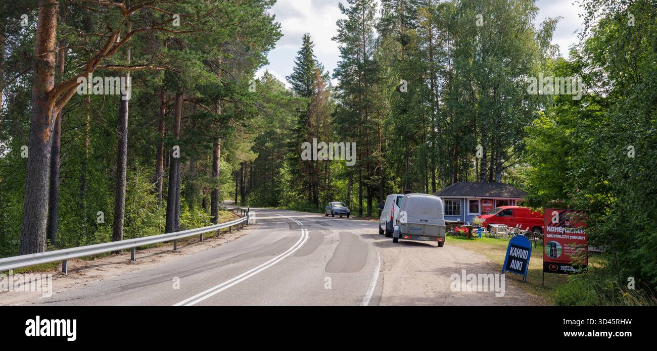 Summertime kiosk at Autuaankannas layby at Karttula Finland . Customer ...